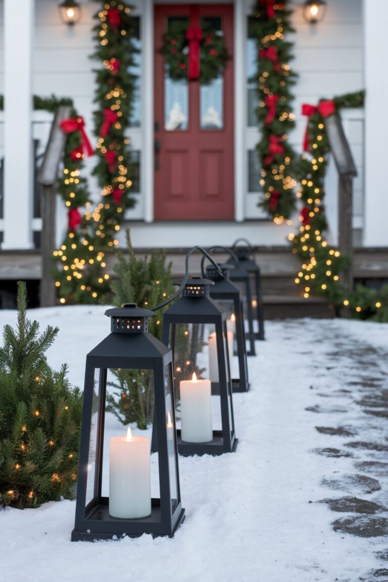 18 Gorgeous Christmas Front Porch Decorating Ideas - Trimmed Roots