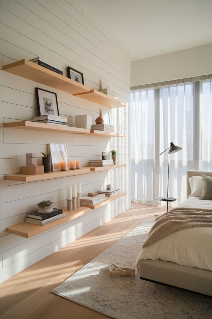 25 Bedroom Shelving Ideas That Make Storage Look Beautiful - Trimmed Roots